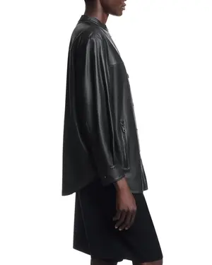 Emporio Armani Long Sleeve Leather Button-up Shirt