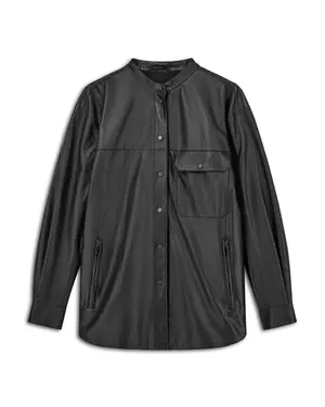 Emporio Armani Long Sleeve Leather Button-up Shirt