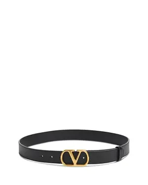Valentino Garavani Vlogo Leather Belt - Black/red