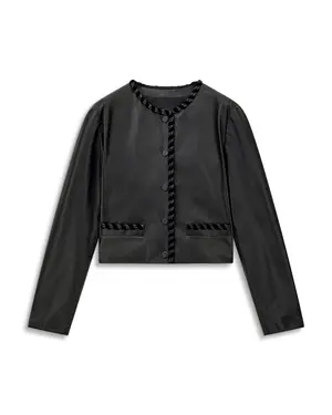 Emporio Armani Braided Trim Leather Jacket