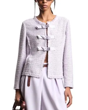 Emporio Armani Collarless Textured Bow Jacket - Lilac