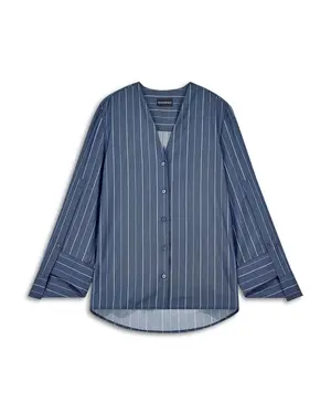 Emporio Armani Striped Stretch Jacquard Denim Shirt