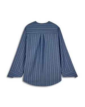 Emporio Armani Striped Stretch Jacquard Denim Shirt