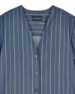 Emporio Armani Striped Stretch Jacquard Denim Shirt