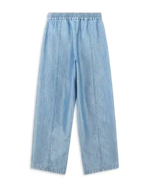 Emporio Armani Oversized Cotton Blend Denim Metal Look Pants