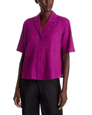 Eileen Fisher Cotton Stretch Short Sleeve Shirt