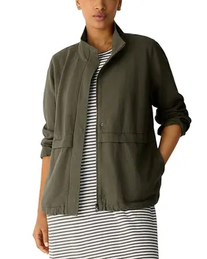 Eileen Fisher Zip-up Cotton & Linen Jacket