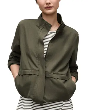 Eileen Fisher Zip-up Cotton & Linen Jacket