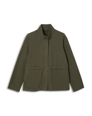 Eileen Fisher Zip-up Cotton & Linen Jacket