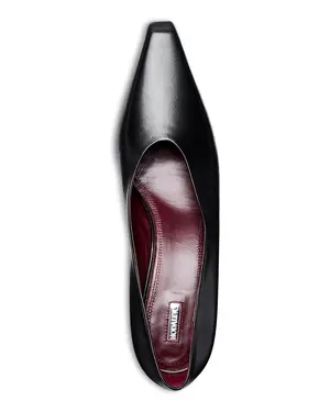 NODALETO Dona Leather Pointed Toe Kitten Heel Pumps - Black