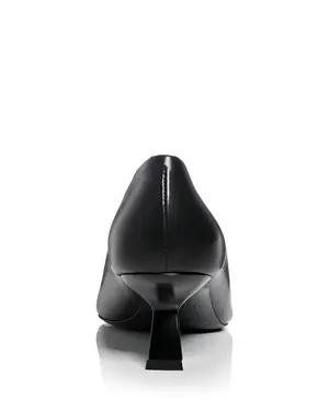 NODALETO Dona Leather Pointed Toe Kitten Heel Pumps - Black