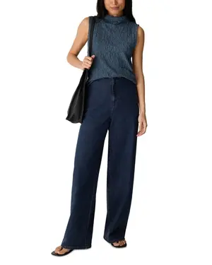 Eileen Fisher Textured Funnel Neck Slim Tank - Cold Spring