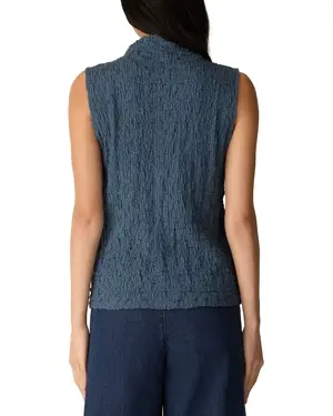 Eileen Fisher Textured Funnel Neck Slim Tank - Cold Spring