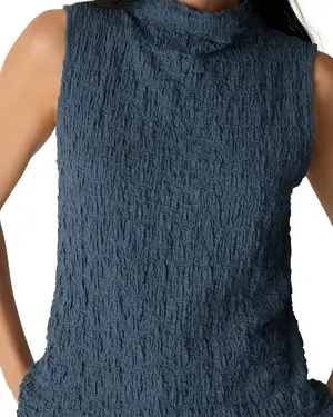 Eileen Fisher Textured Funnel Neck Slim Tank - Cold Spring