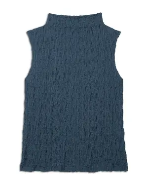Eileen Fisher Textured Funnel Neck Slim Tank - Cold Spring