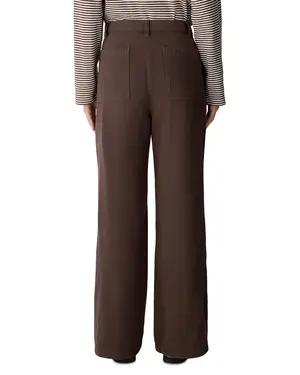 Eileen Fisher High Rise Wide Leg Cotton Pants - Trufl