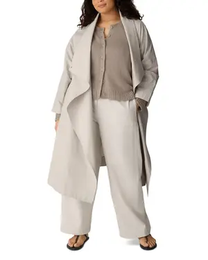 Eileen Fisher Draped High Collar Mid Length Coat - Black