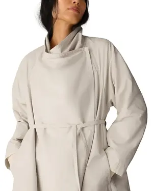 Eileen Fisher Draped High Collar Mid Length Coat - Black