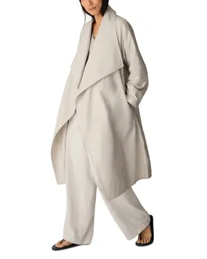 Eileen Fisher Draped High Collar Mid Length Coat