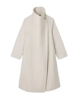 Eileen Fisher Draped High Collar Mid Length Coat