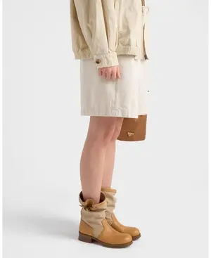 Prada Leather And Canvas Boots