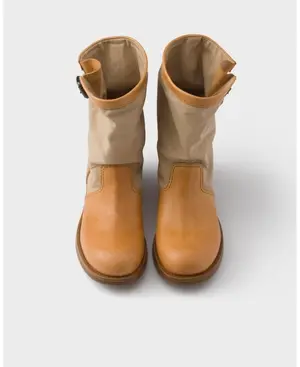 Prada Leather And Canvas Boots