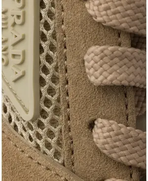 Prada Mesh Fabric And Suede Sneakers - Desert Beige