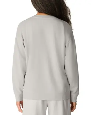 Eileen Fisher Long Sleeve V Neck Cotton Sweatshirt