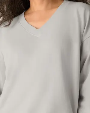 Eileen Fisher Long Sleeve V Neck Cotton Sweatshirt