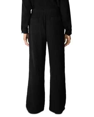 Eileen Fisher Cotton Stretch Straight Leg Pants With Drawstring