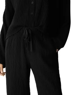 Eileen Fisher Cotton Stretch Straight Leg Pants With Drawstring