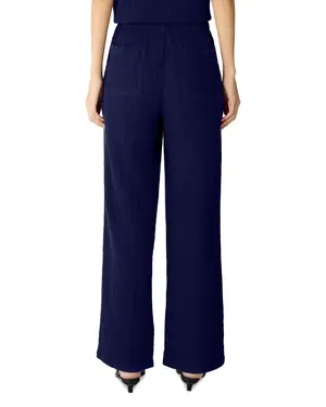 Eileen Fisher Cotton Stretch Straight Leg Pants With Drawstring - Infinity