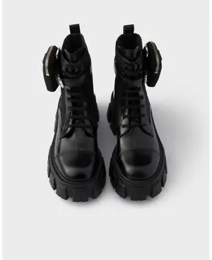 Prada Monolith Leather And Re-nylon Boots With Pouch