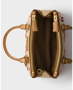 Prada Galleria Small Canvas And Leather Embroidered Bag