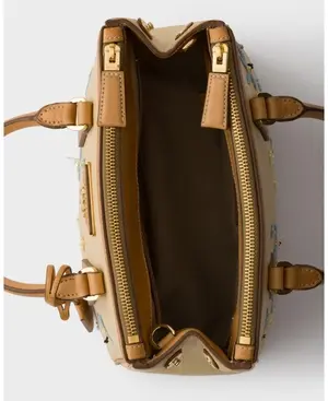 Prada Galleria Small Canvas And Leather Embroidered Bag