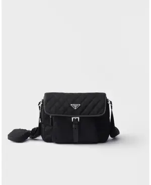 Prada Medium Quilted Re-nylon Shoulder Bag With Saffiano Leather Trim