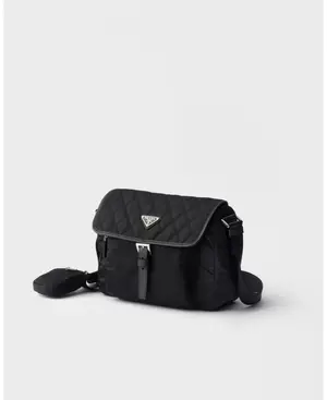 Prada Medium Quilted Re-nylon Shoulder Bag With Saffiano Leather Trim