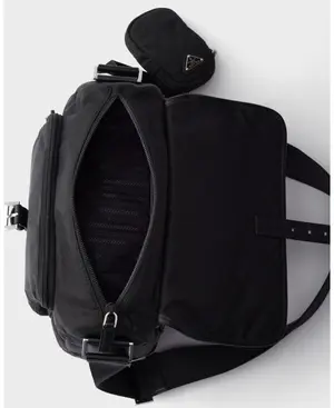 Prada Medium Quilted Re-nylon Shoulder Bag With Saffiano Leather Trim