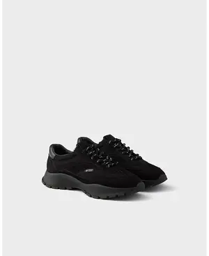 Prada Mesh Fabric And Suede Sneakers - Black