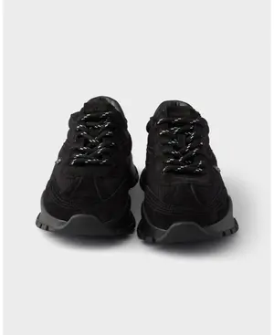 Prada Mesh Fabric And Suede Sneakers