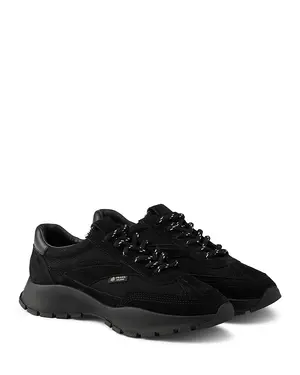 Prada Mesh And Suede Lace-up Sneakers - Black