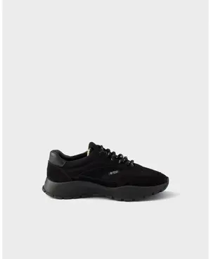 Prada Mesh Fabric And Suede Sneakers - Black
