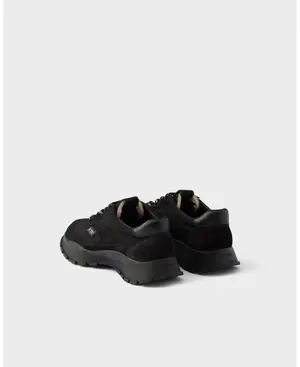 Prada Mesh Fabric And Suede Sneakers - Black