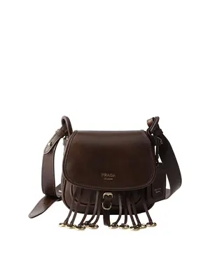 Prada Corsaire Aged Leather Mini Shoulder Bag - Brown
