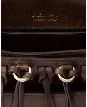 Prada Corsaire Aged Leather Mini Shoulder Bag - Brown