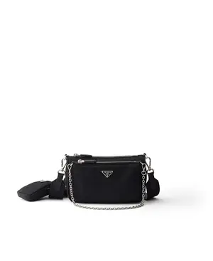 Prada Re-nylon And Saffiano Leather Mini Shoulder Bag Black
