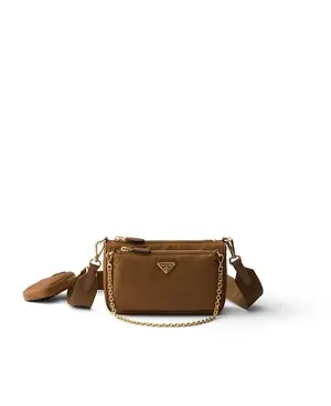Prada Re-nylon And Saffiano Leather Mini Shoulder Bag - Brown