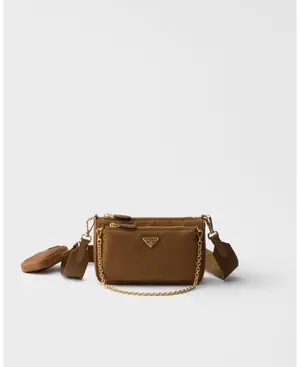 Prada Re-nylon And Saffiano Leather Mini Shoulder Bag - Brown