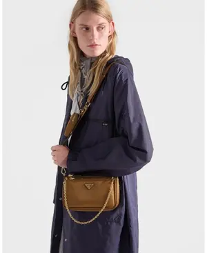 Prada Re-nylon And Saffiano Leather Mini Shoulder Bag - Brown