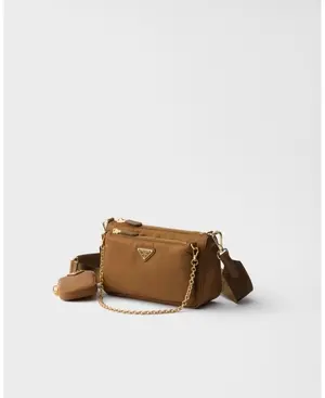 Prada Re-nylon And Saffiano Leather Mini Shoulder Bag - Brown